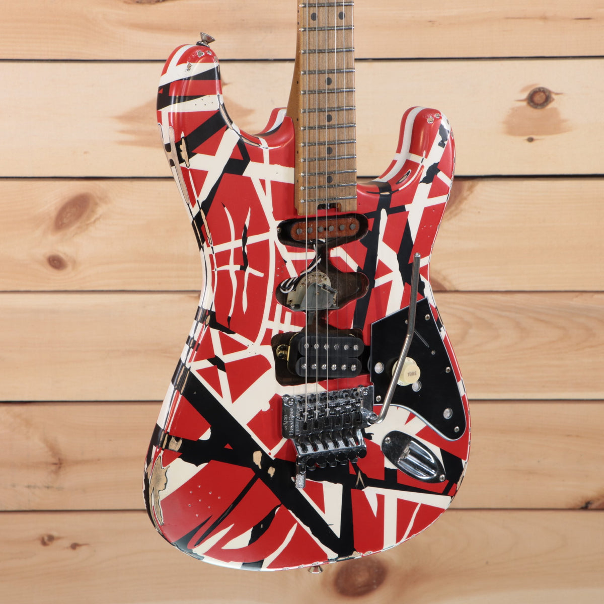 EVH Striped Series Frankenstein Frankie - Red with Black Stripes Relic ...